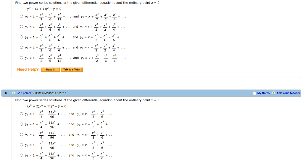 Solved Find two power series solutions of the given | Chegg.com