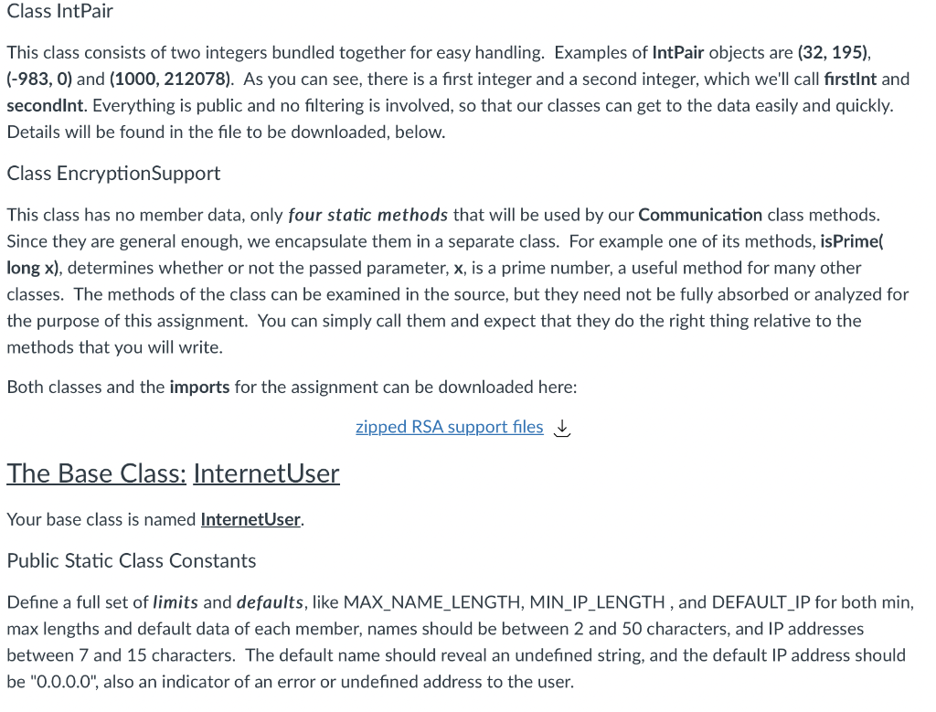 Solved Understand the Classes and Problem Every internet | Chegg.com