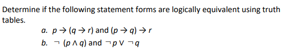 Solved Determine if the following statement forms are | Chegg.com