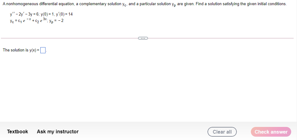 Solved A nonhomogeneous differential equation, a | Chegg.com