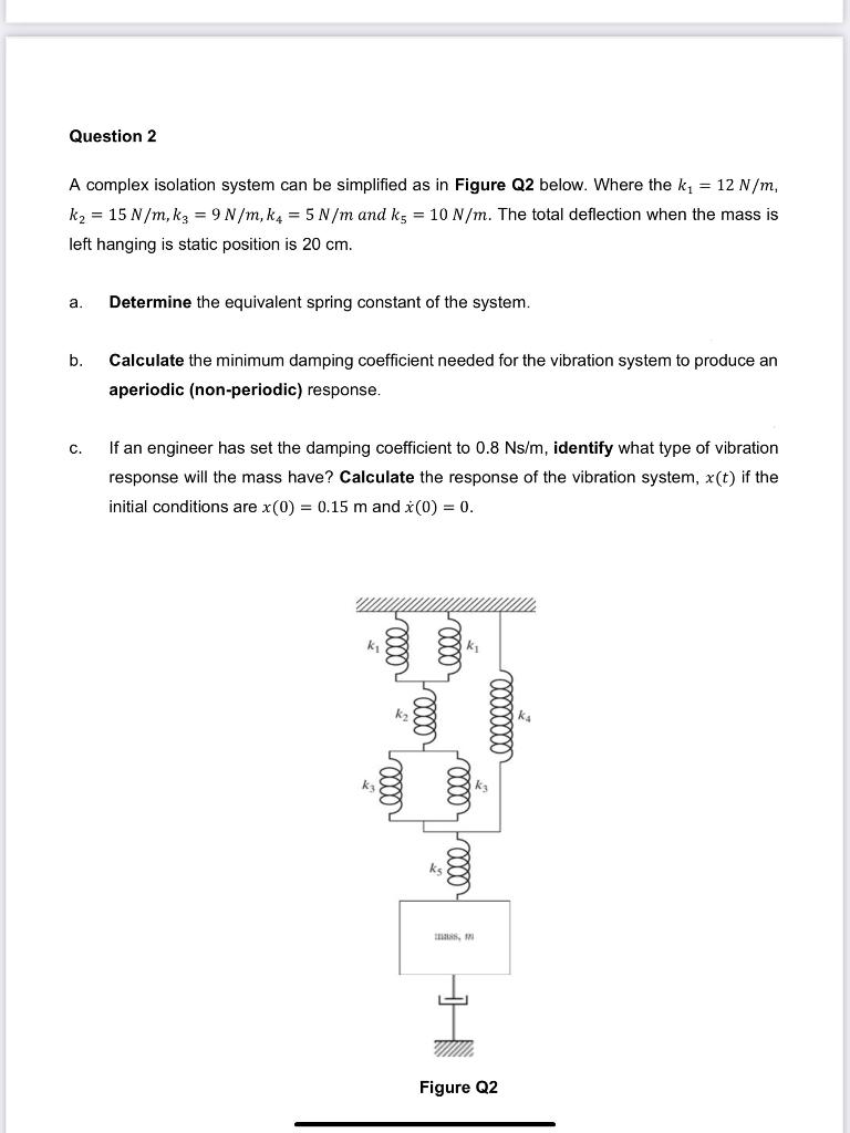 Solved A complex isolation system can be simplified as in | Chegg.com