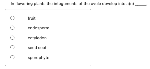Solved In flowering plants the integuments of the ovule | Chegg.com