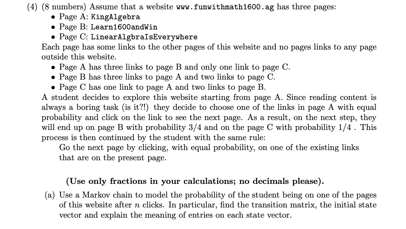 Solved (4) (8 numbers) Assume that a website | Chegg.com