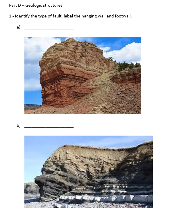 Solved Part D-Geologic structures 1 - Identify the type of | Chegg.com