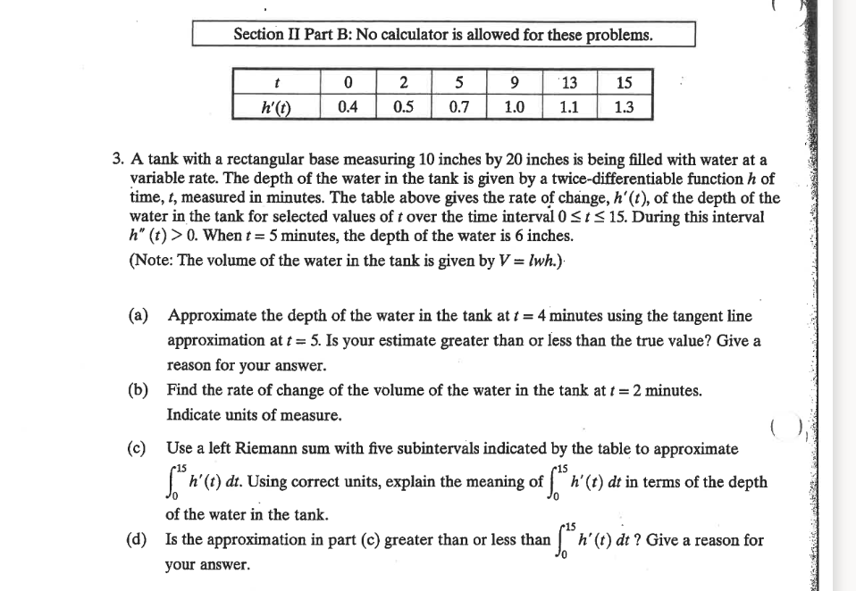 Solved Section II Part B: No calculator is allowed for these | Chegg.com