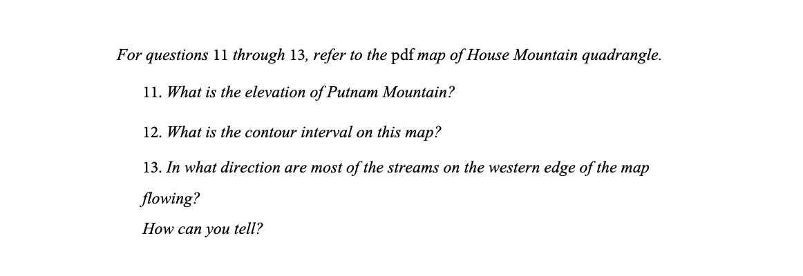For questions 11 through 13, refer to the pdf map of | Chegg.com