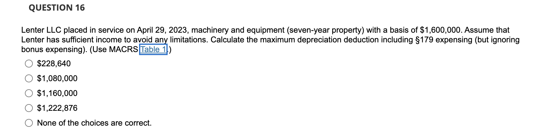 Solved Lenter LLC placed in service on April 29, 2023, | Chegg.com