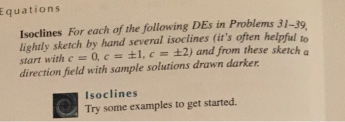 quations Isoclines For each of the following DEs in | Chegg.com