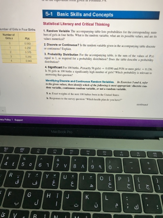 Solved 5-1 Basic Skills and Concepts Statistical Literacy | Chegg.com