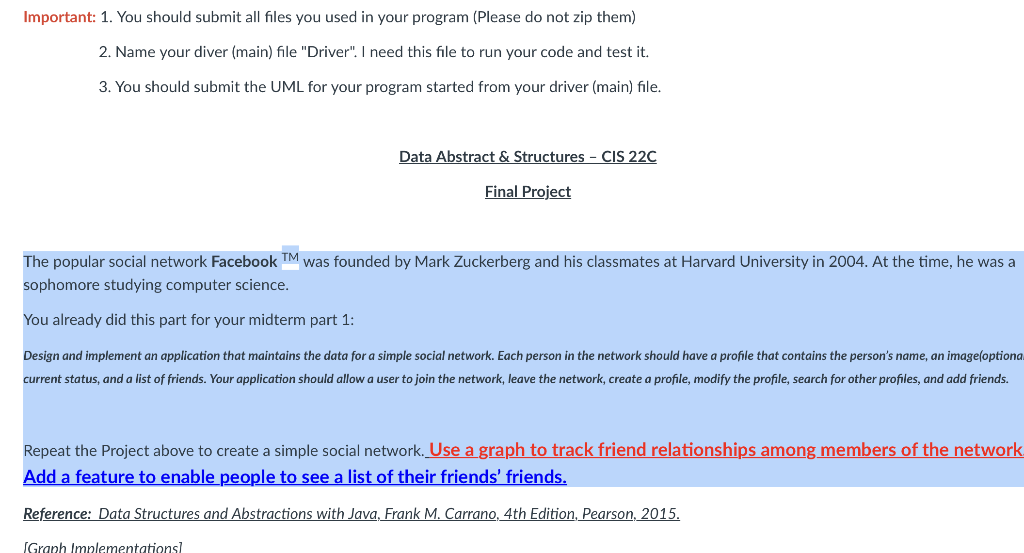 Solved Important: 1. You should submit all files you used in | Chegg.com
