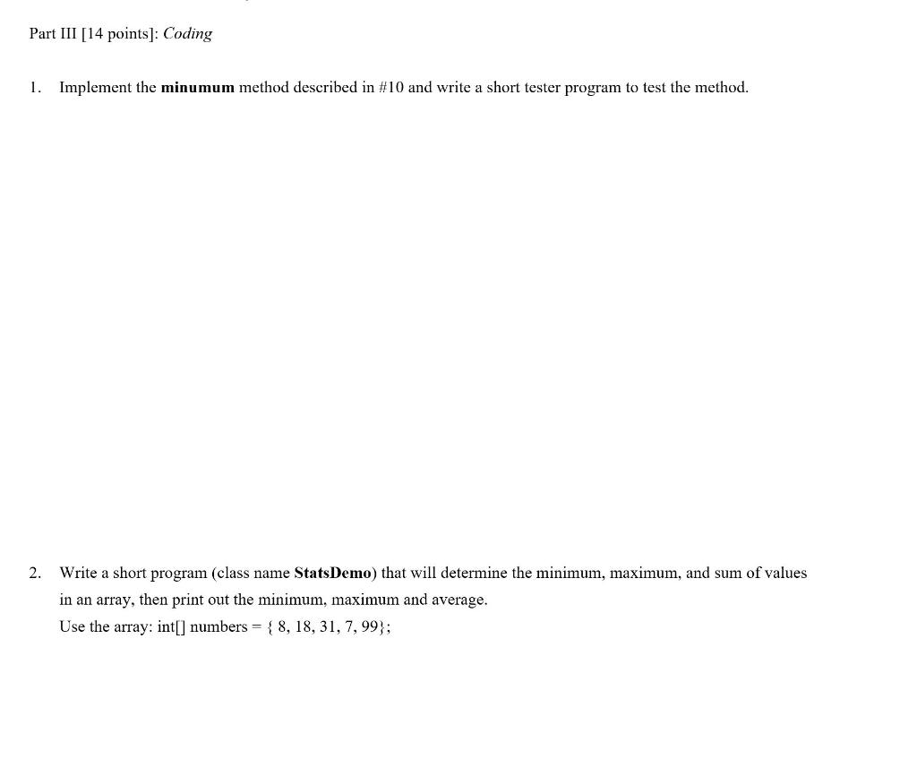 Solved Part II (50 points]: Coding 1. Declare an integer | Chegg.com