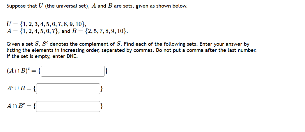 Solved Suppose that U (the universal set), A and B are sets, | Chegg.com