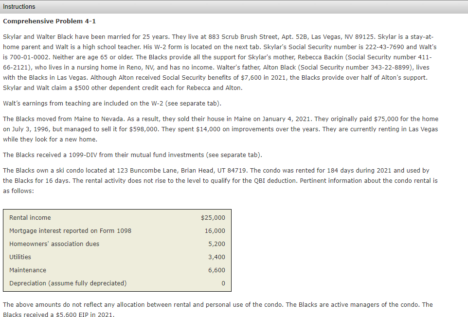 Required: Complete Form 1040 and the schedules and | Chegg.com