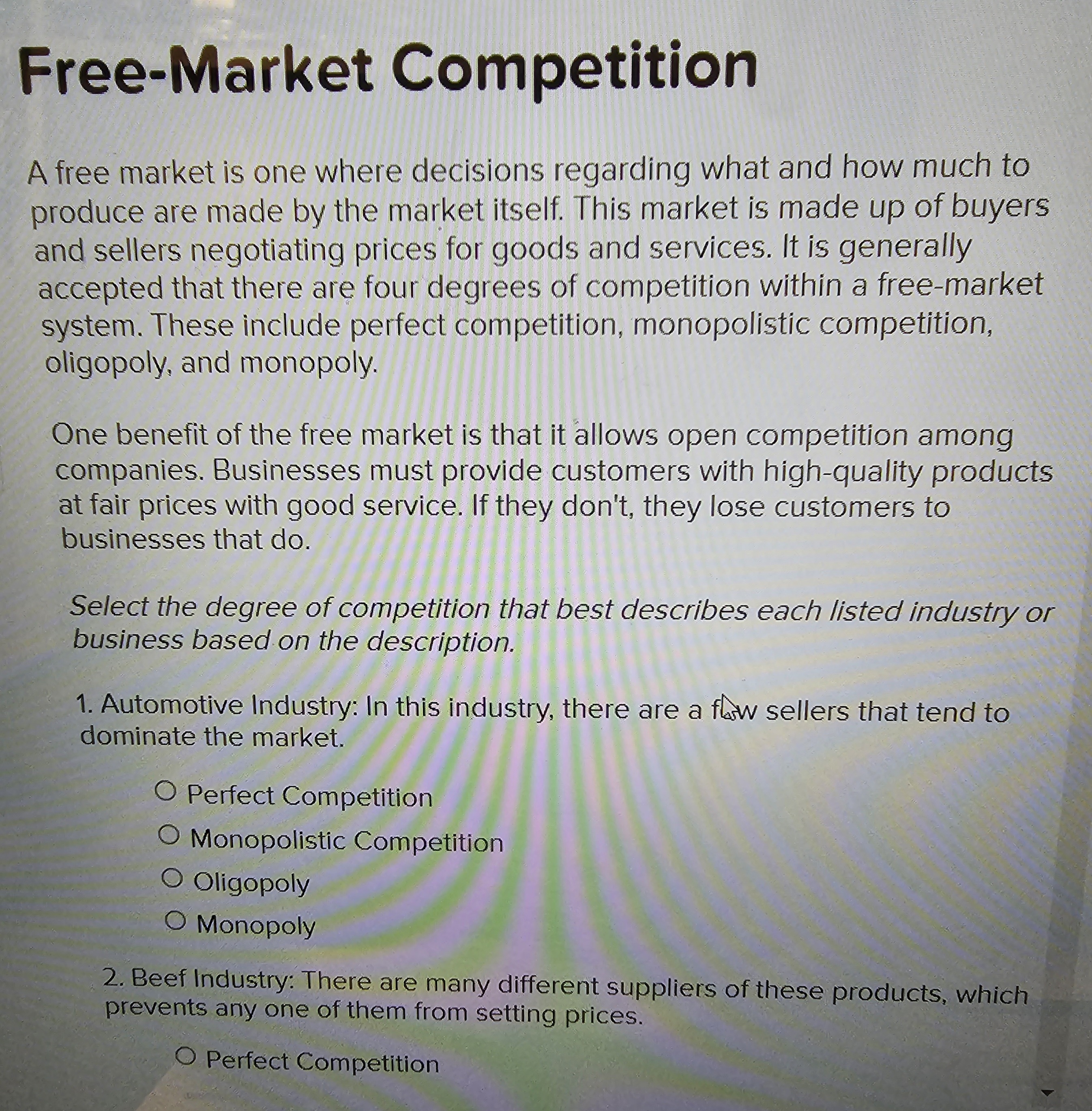 Solved Perfect Competition Monopolistic Competition | Chegg.com