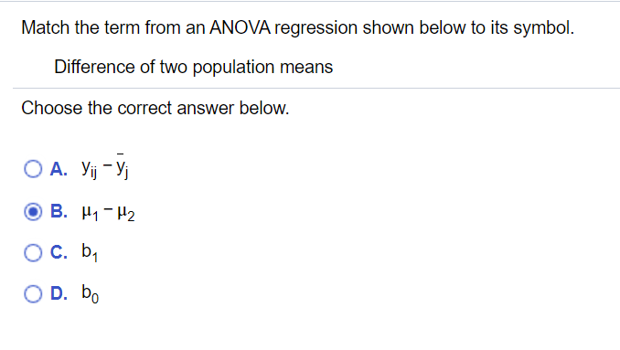 Solved Match The Term From An Anova Regression Shown Below 4169