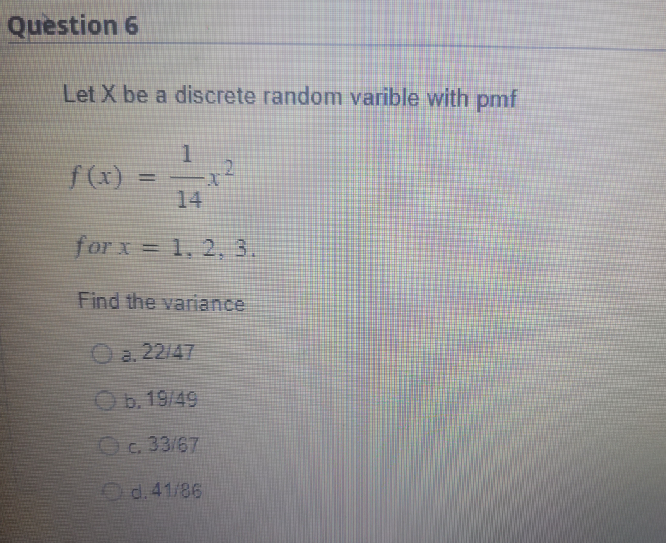 Solved Let X be a discrete random varible with pmf | Chegg.com