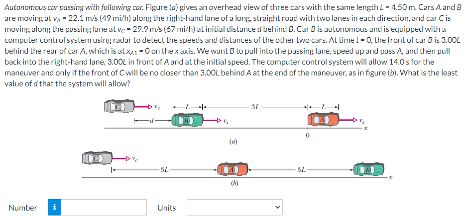 Solved Autonomous car passing with following car. Figure (a) | Chegg.com