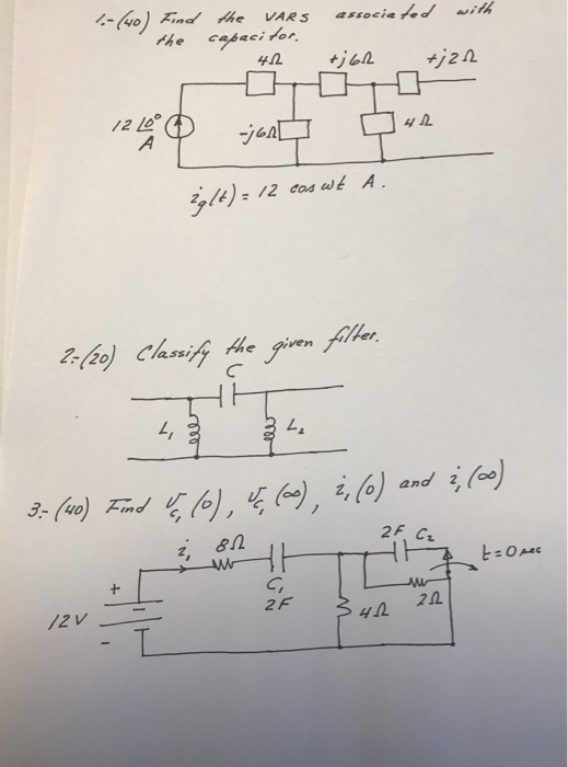 Solved Find the VARS associated with the capacitor. | Chegg.com
