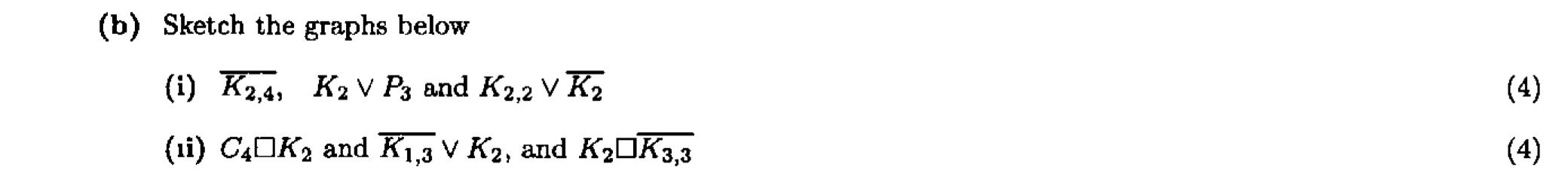 Solved (b) Sketch the graphs below (4) (i) K2,4, K2 V Pz and | Chegg.com