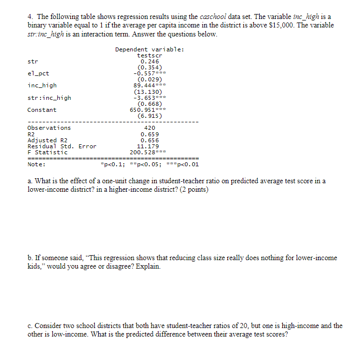 Solved str -0.557 89.444 4. The following table shows | Chegg.com