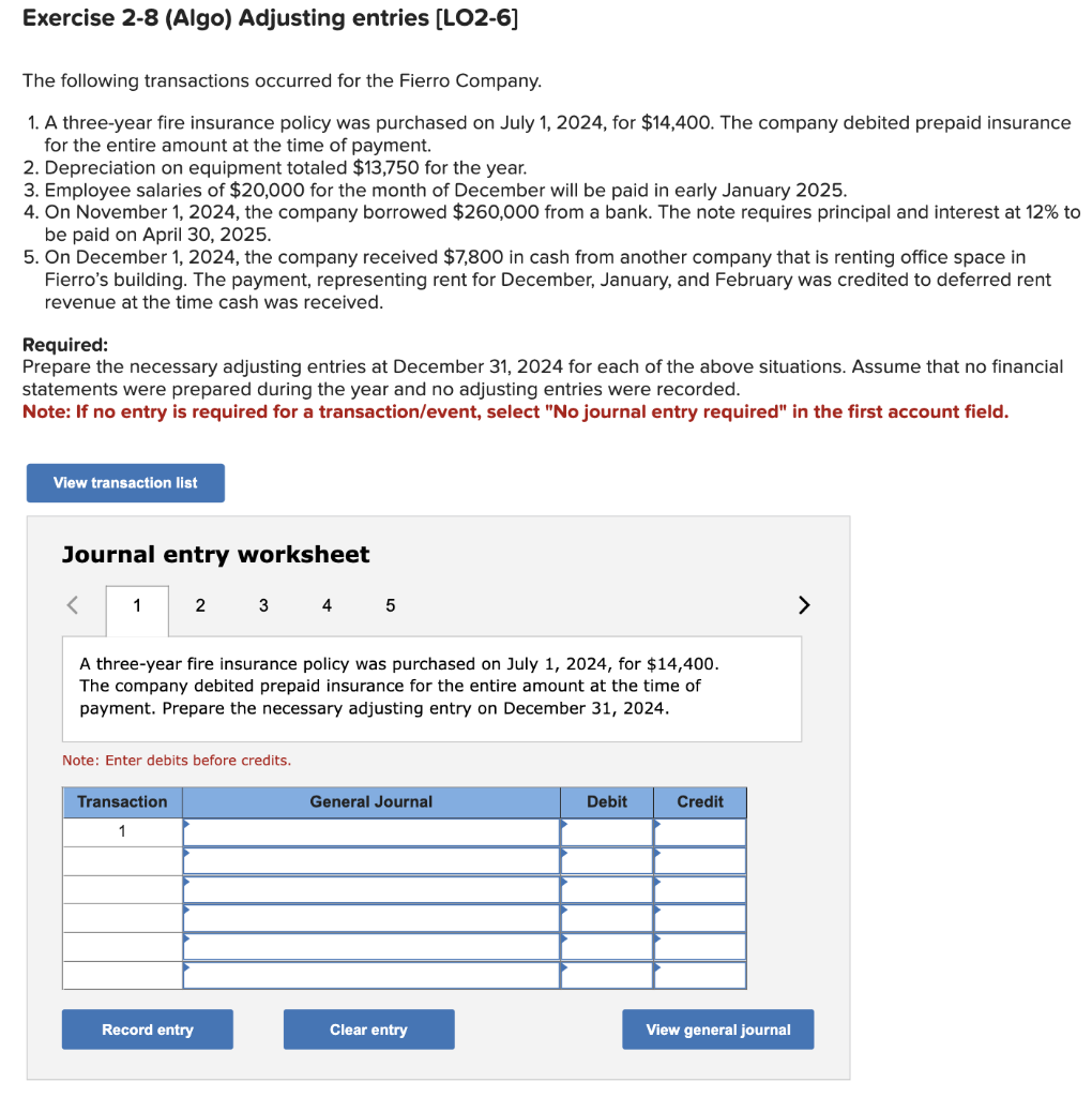 Solved The following transactions occurred for the Fierro | Chegg.com