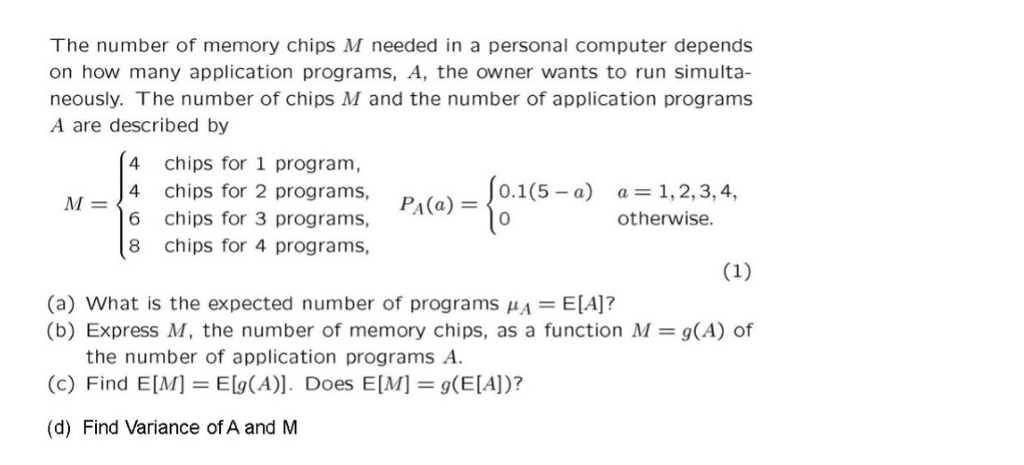 Solved The number of memory chips M needed in a personal | Chegg.com