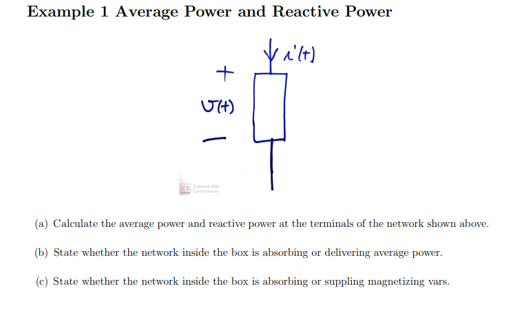 Solved Example 1 Average Power and Reactive Power Valt) Cs | Chegg.com