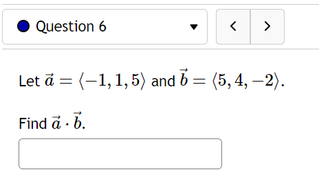 Solved Question 6Let vec(a)=(:-1,1,5:) ﻿and | Chegg.com