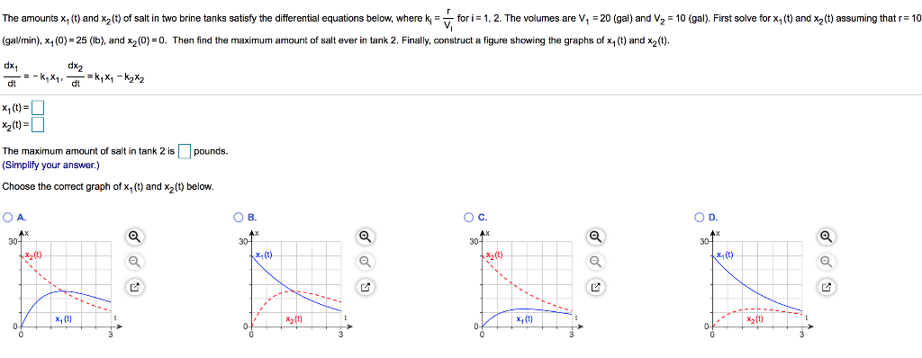 Solved The amounts x1 t) and x2 t) of salt in two brine | Chegg.com
