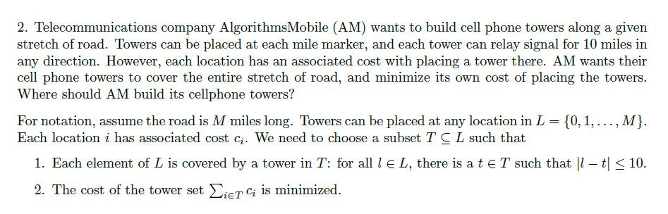Solved 2. Telecommunications company AlgorithmsMobile (AM) | Chegg.com