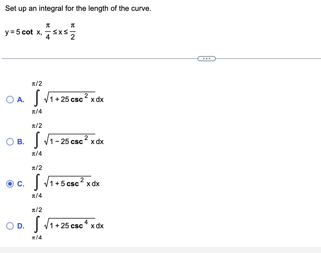 Solved Set up an integral for the length of the curve. | Chegg.com