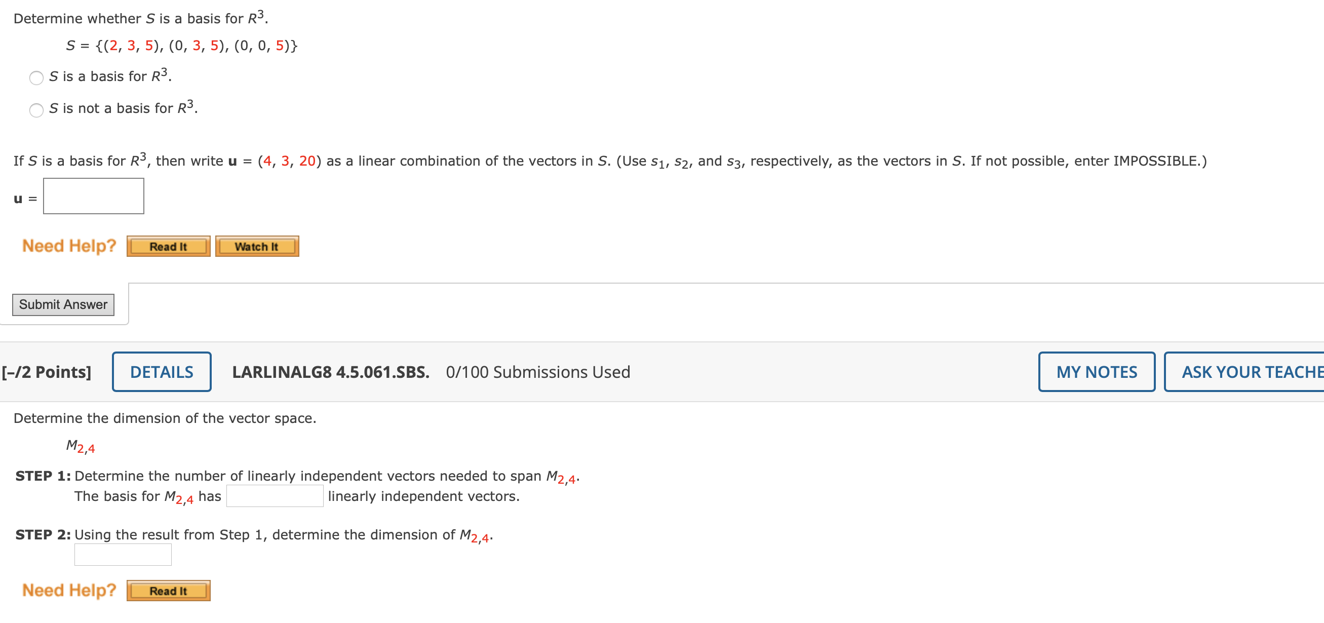 Solved Determine whether S is a basis for R3. | Chegg.com