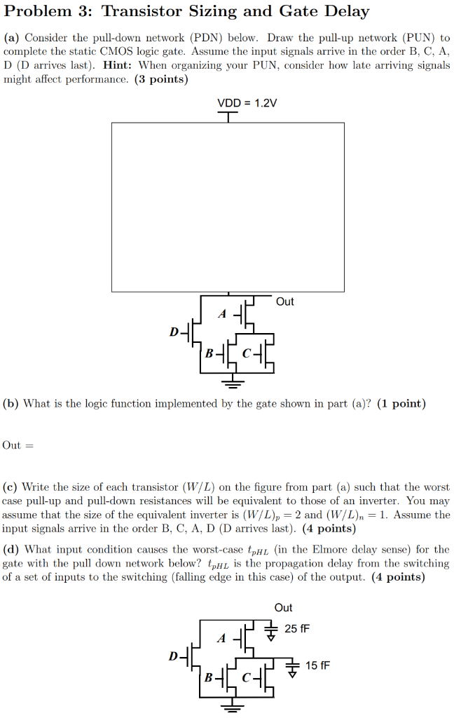 Solved Problem 3: Transistor Sizing and Gate Delay (a) | Chegg.com