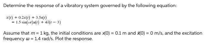 Solved Determine the response of a vibratory system governed | Chegg.com