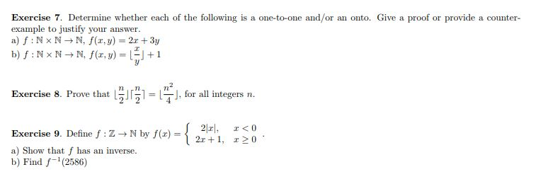 Solved Exercise 7. Determine whether each of the following | Chegg.com