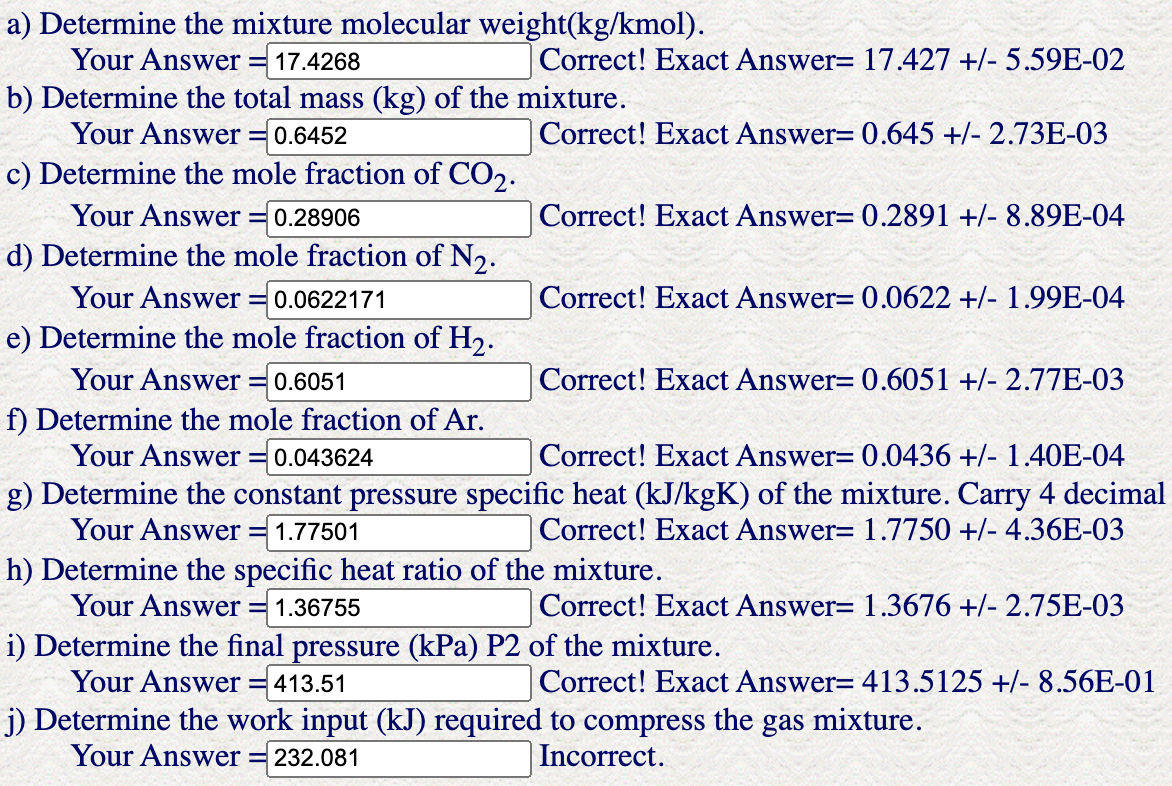 Solved Determine the mixture molecular weight (kg/kmol), | Chegg.com