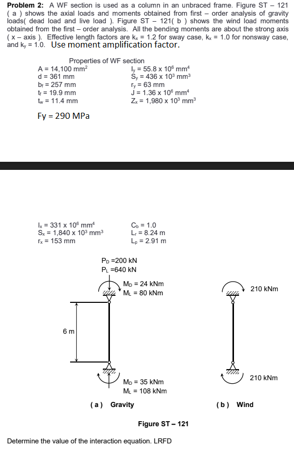 Solved Problem 2: A WF section is used as a column in an | Chegg.com