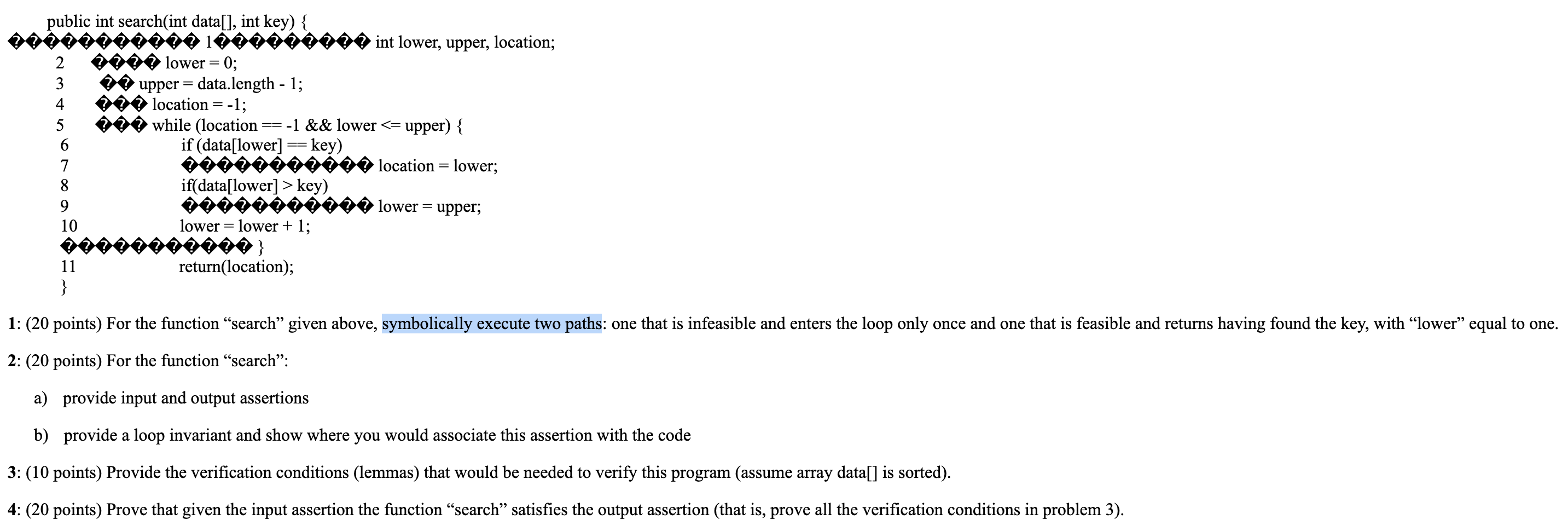 public int search(int data[], int key) { int lower, | Chegg.com