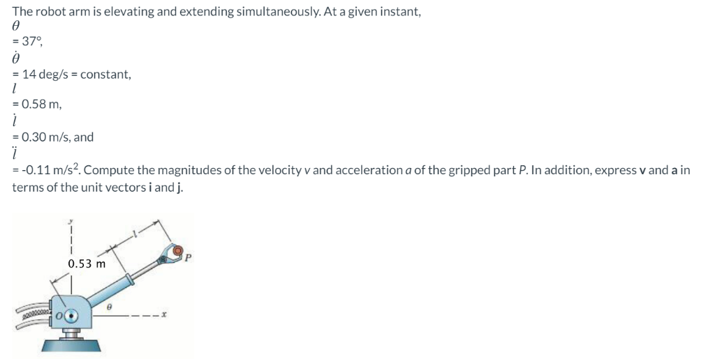 Solved The robot arm is elevating and extending | Chegg.com