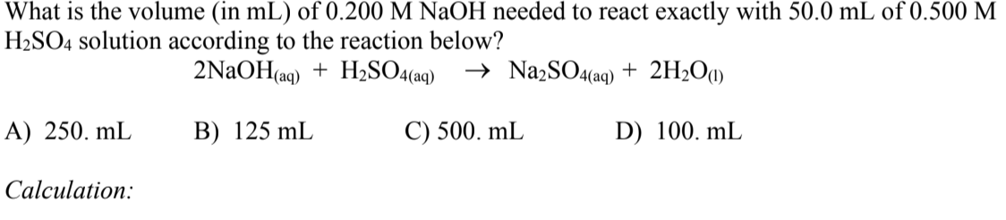 Solved What is the volume (in mL) of 0.200 M NaOH needed to | Chegg.com