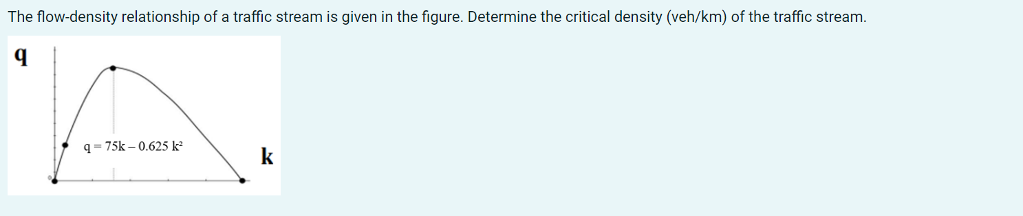 Solved The flow-density relationship of a traffic stream is | Chegg.com