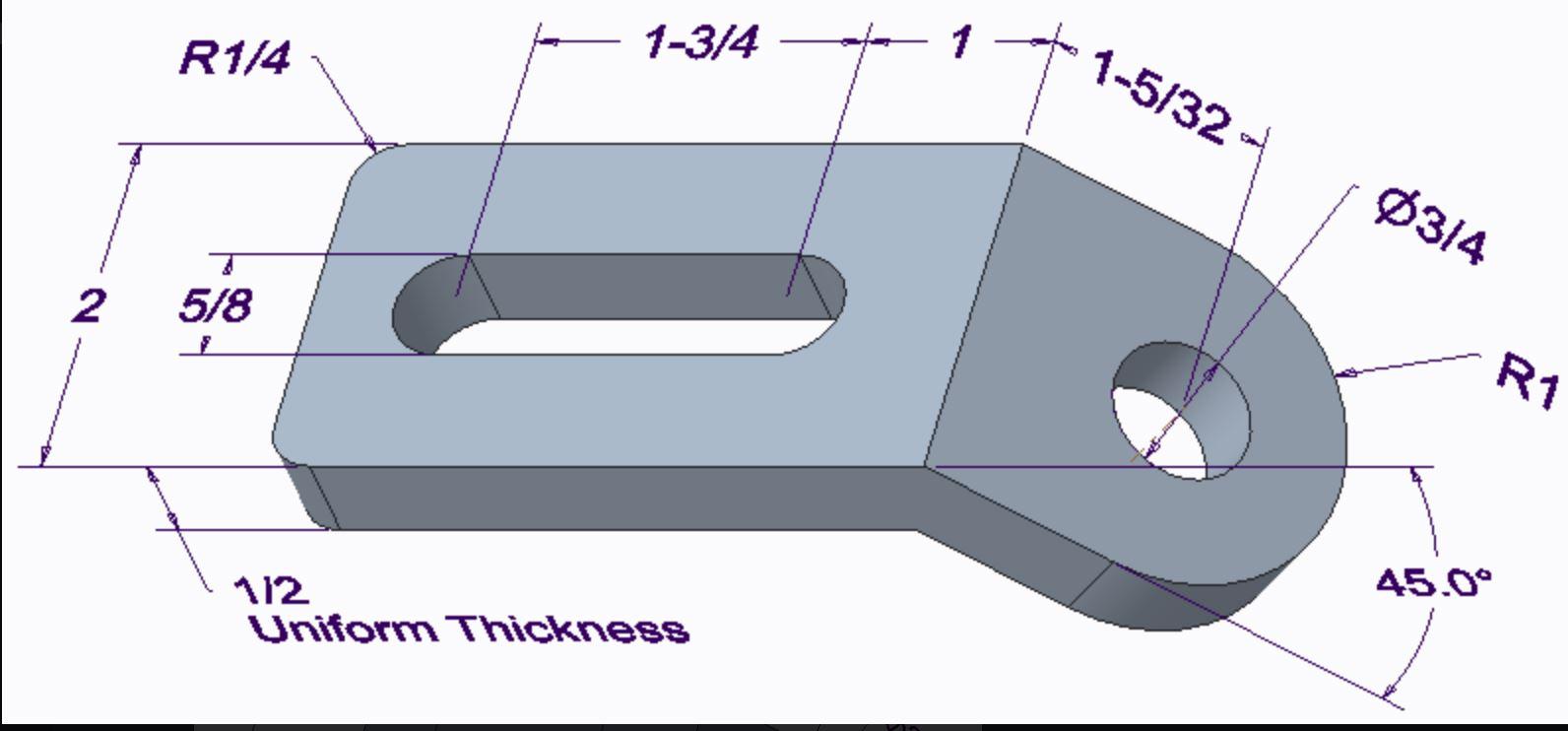 Solved Create an engineering drawing of the bracket shown | Chegg.com