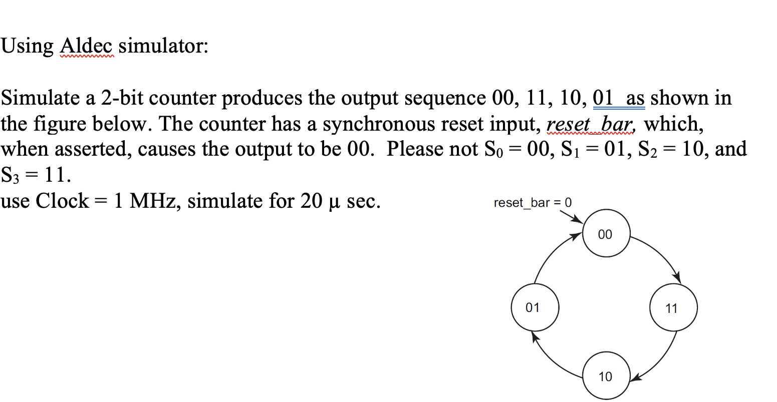 Solved Using Aldec simulator: Simulate a 2-bit counter | Chegg.com