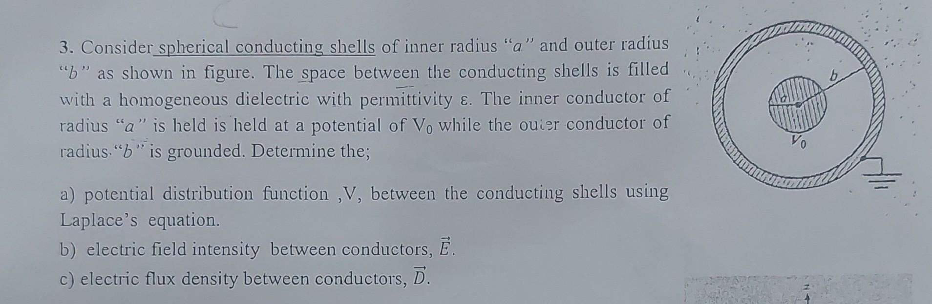 Solved 3. Consider spherical conducting shells of inner | Chegg.com