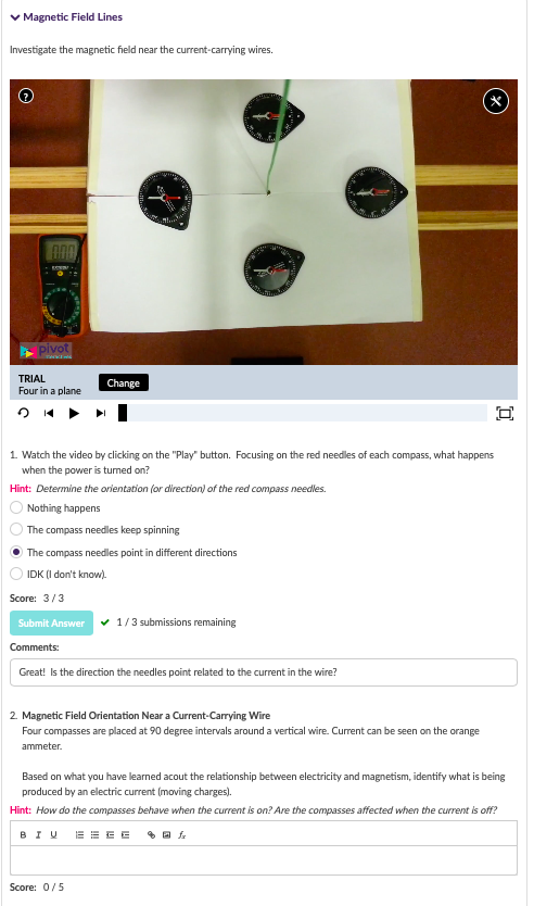 Solved pivot TRIAL Compass Field Change O 4. Magnetic | Chegg.com