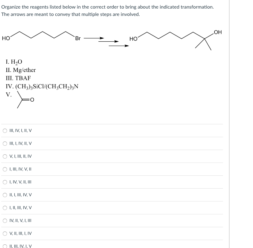 Solved Organize the reagents listed below in the correct | Chegg.com