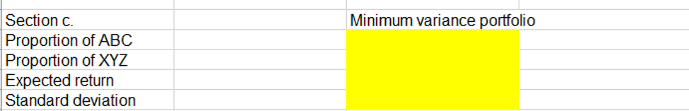 Section c. Minimum variance portfolio Proportion of | Chegg.com