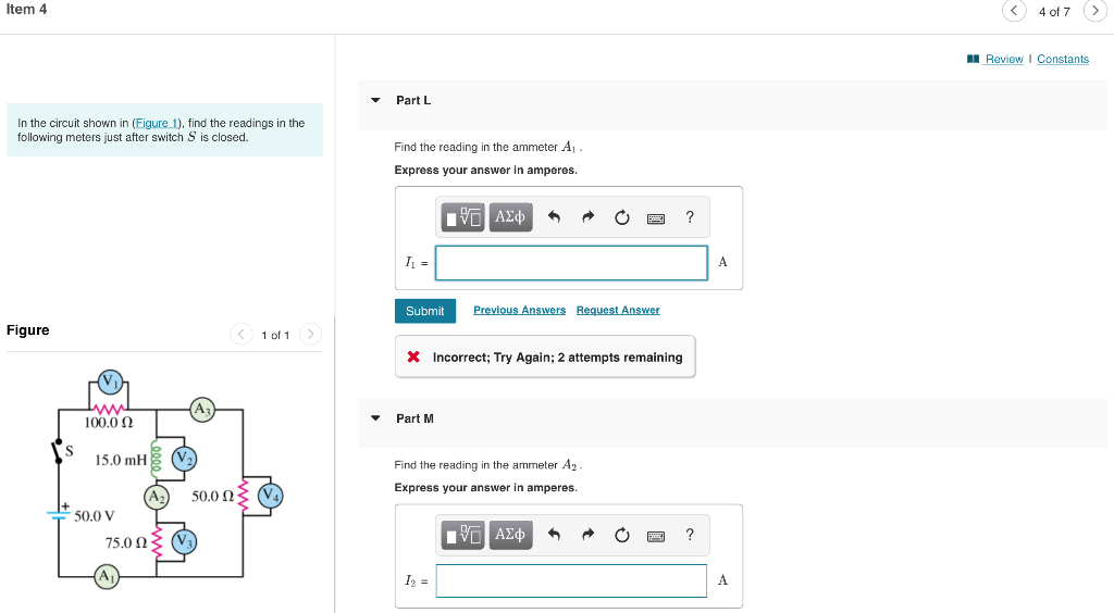 Solved Item 4 4 of 7 > Review | Constants Correct In the | Chegg.com