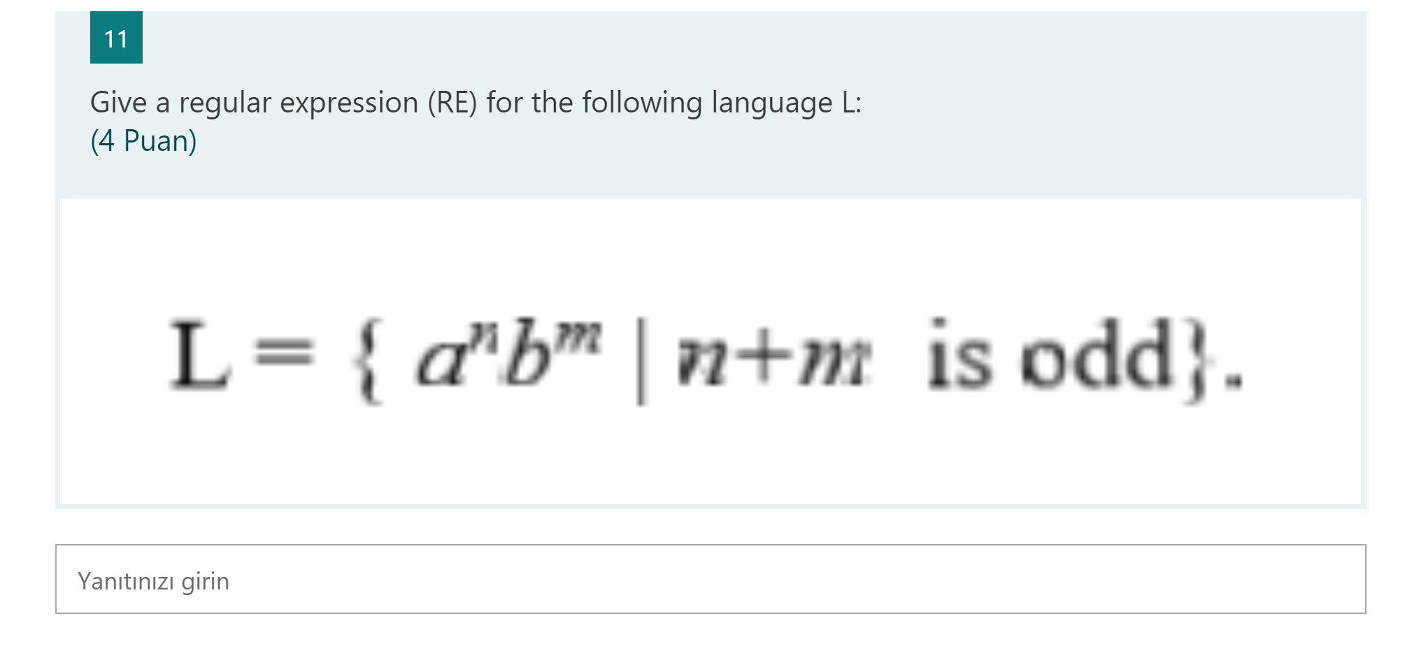 Solved 11 Give a regular expression (RE) for the following | Chegg.com