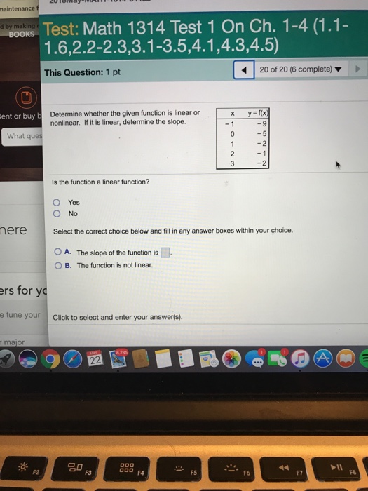 Solved naintenance Test: Math 1314 Test 1 On Ch. 1-4 (1.1 | Chegg.com